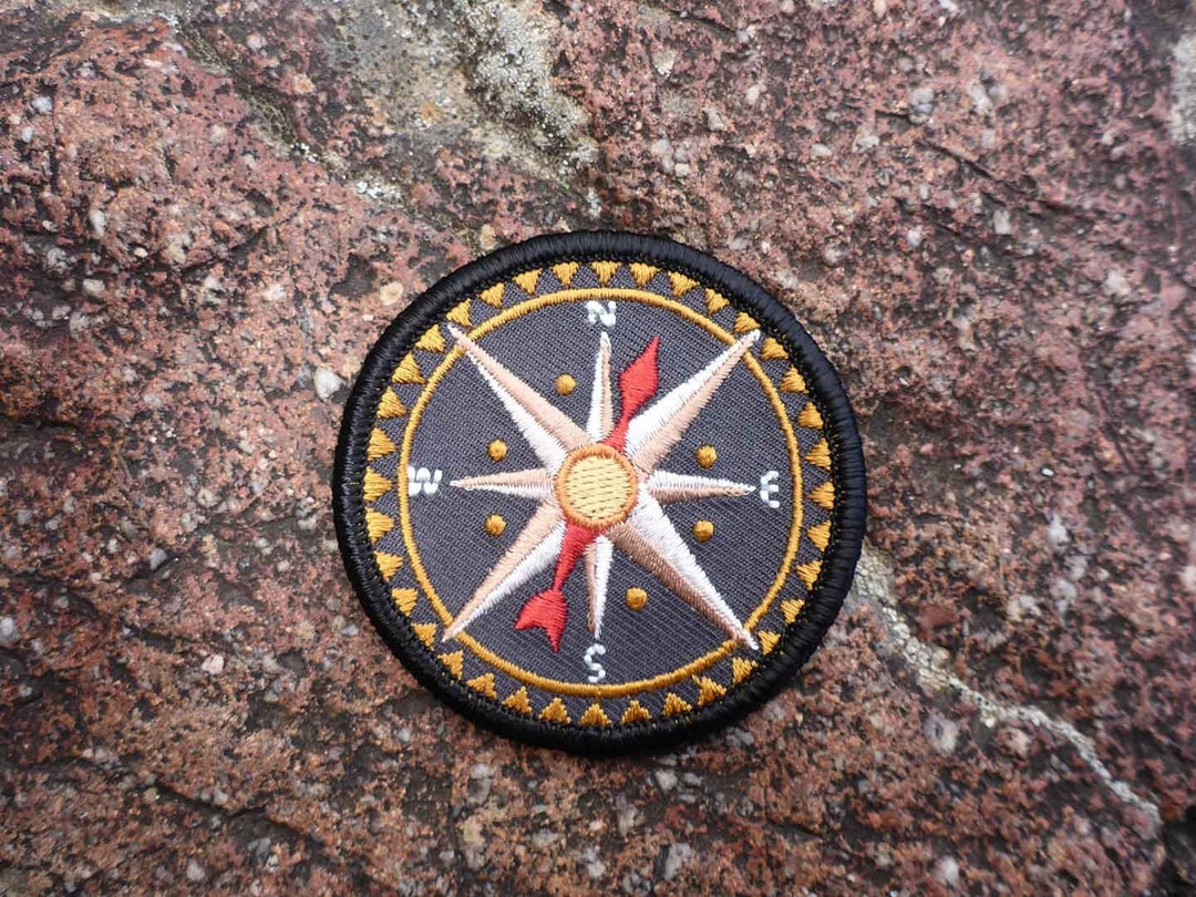 Charcoal Antique Compass Patch - Adventure Patch - Traveler Patch ...