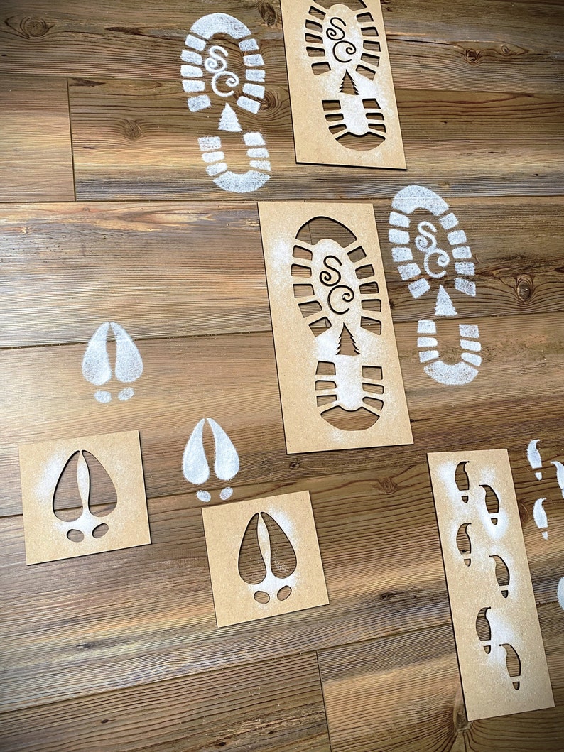 Santa Elf and Reindeer Feet Stencil - Etsy