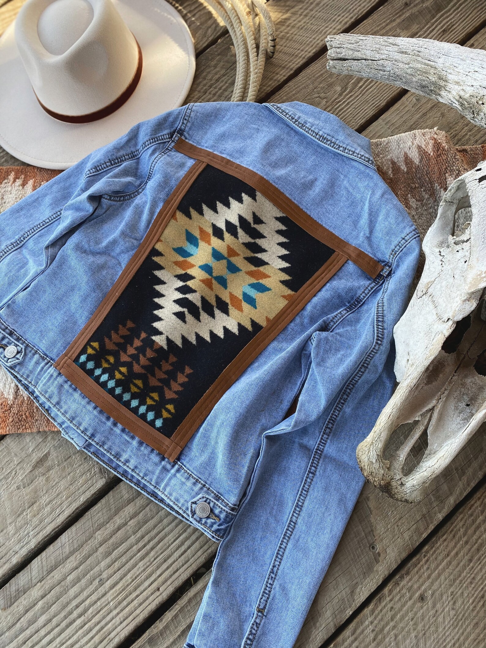 Western Denim Jacket With Wool Wool Jacket Western Jacket - Etsy