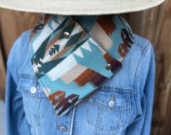 Women's Wool Cowl, Winter Wild Rags, Western Bandana Scarf, Snap Scarf ...