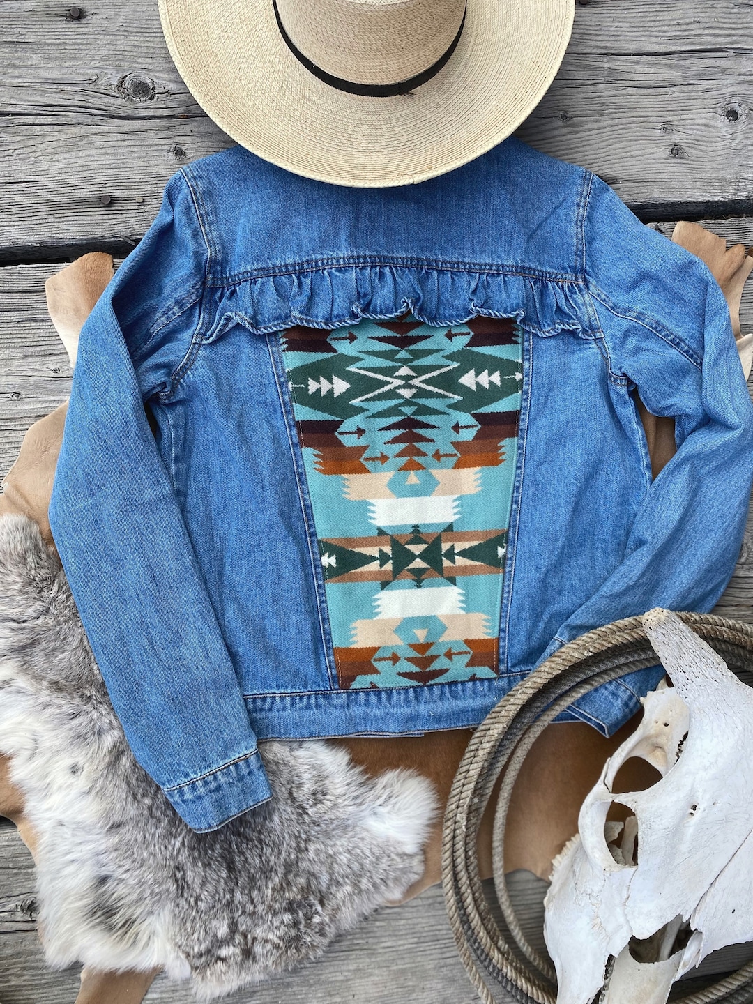 𝐷𝑒𝑛𝑖𝑚 𝑅𝑢𝑓𝑓𝑙𝑒𝑑 𝑊𝑜𝑜𝑙 Jacket - Etsy