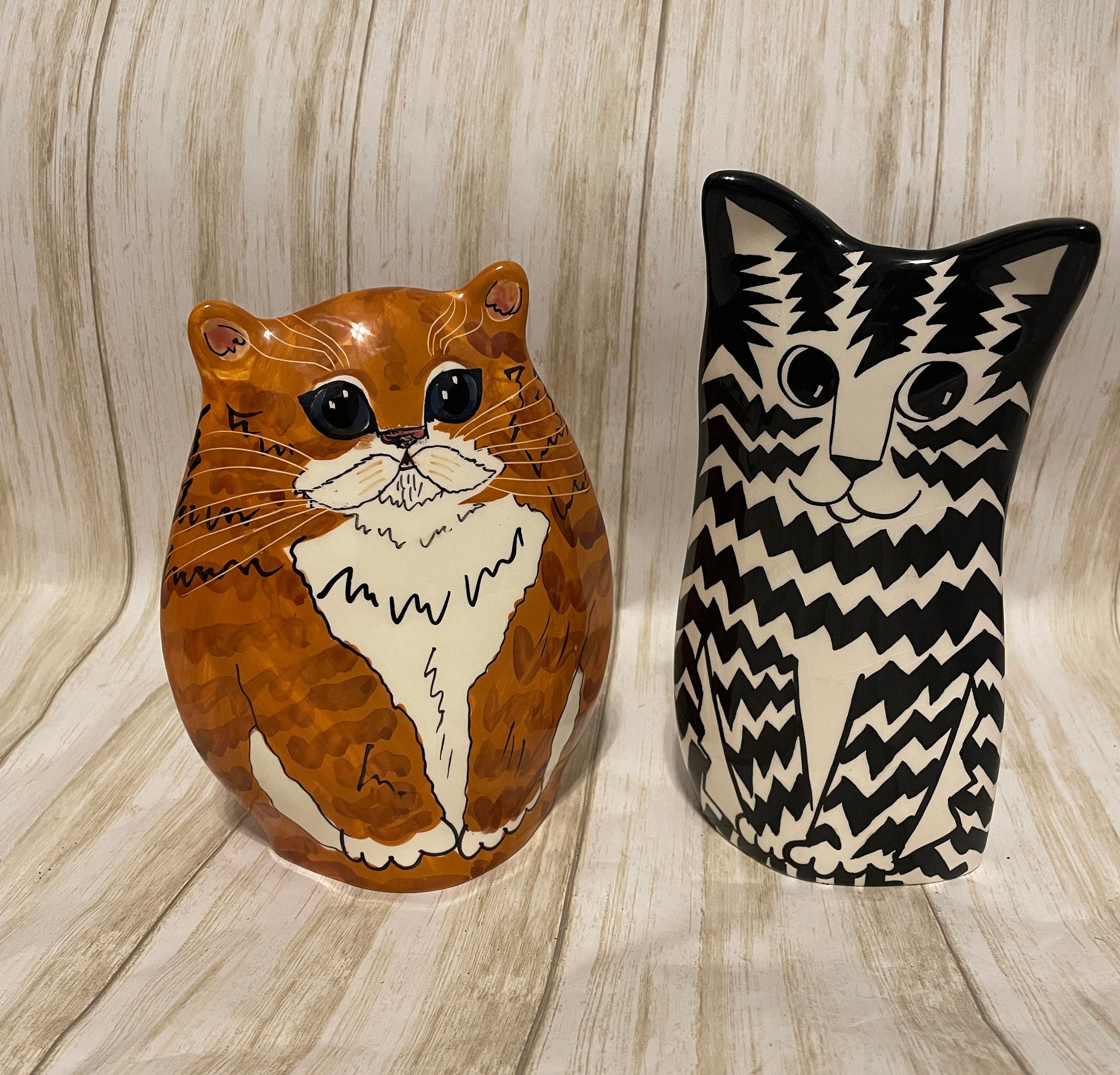 Two Cats by Nina Cat Vases Collectible Cats Nina Lyman Orange - Etsy