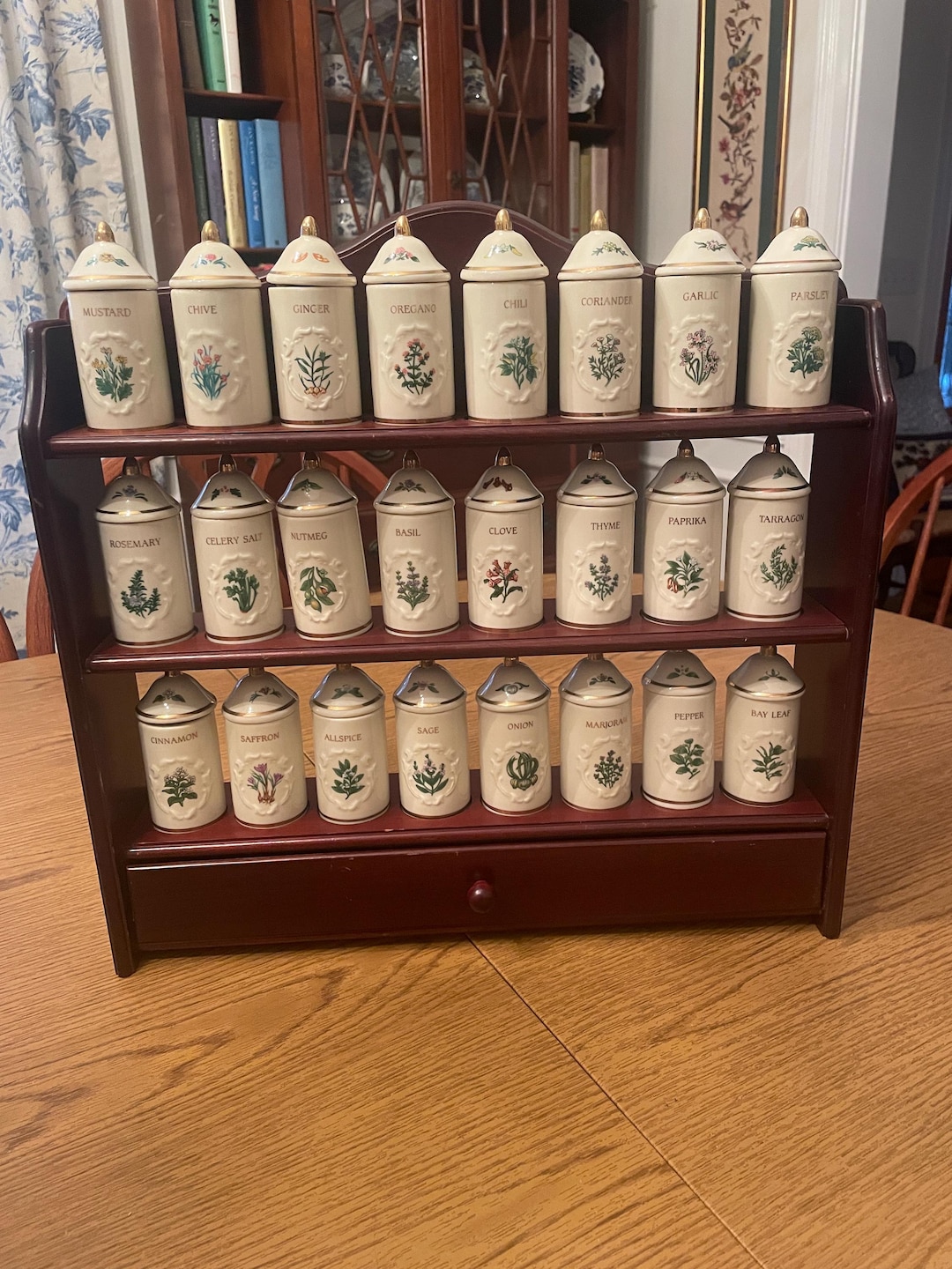Lenox Spice Garden Complete Set 24 Jars and the Spice Rack Vintage Collectible Spice Jars ...