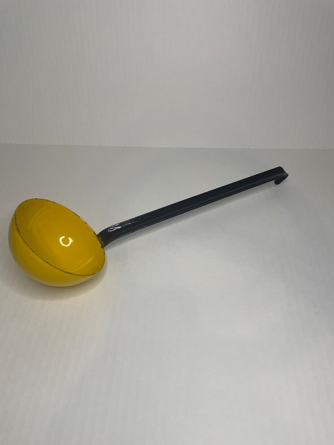 Vintage Yellow and Black Metal Ladle Marked 10 CM Centimeters on the ...