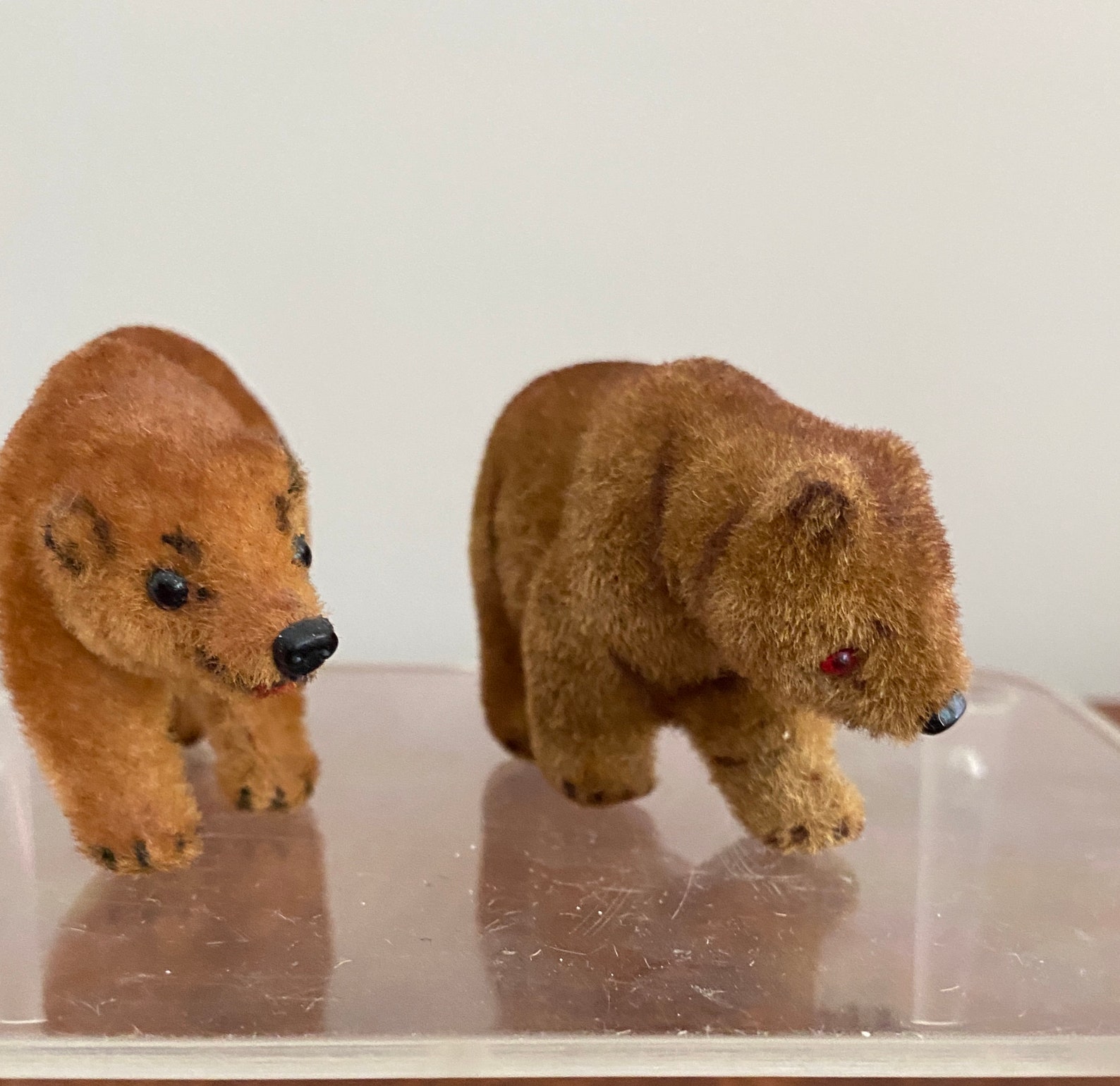 Vintage Kunstlerschutz Flocked Bears Pair Two One is Older - Etsy