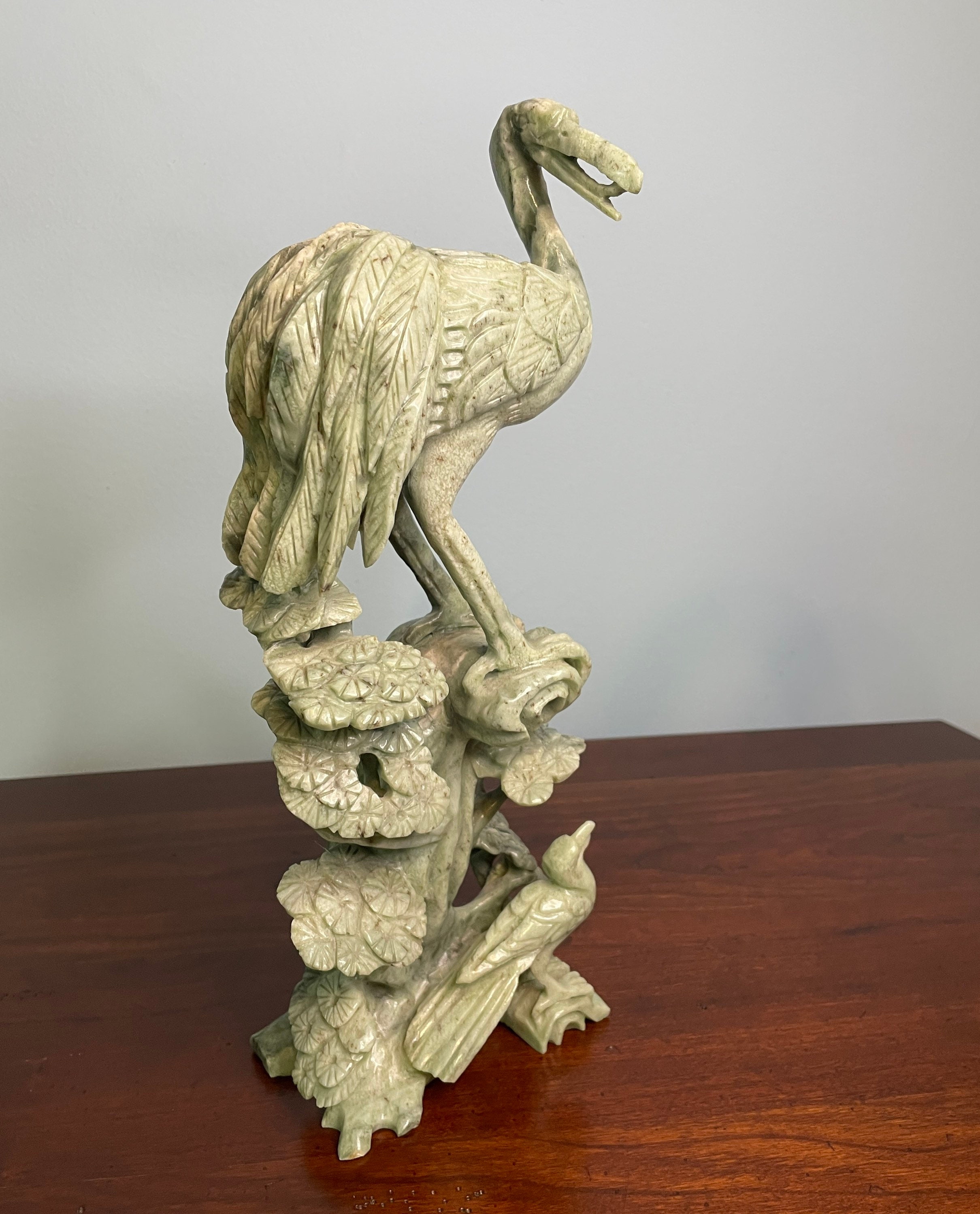 Vintage Chinese Jade Cranes Birds Sculpture Hand Carved - Etsy