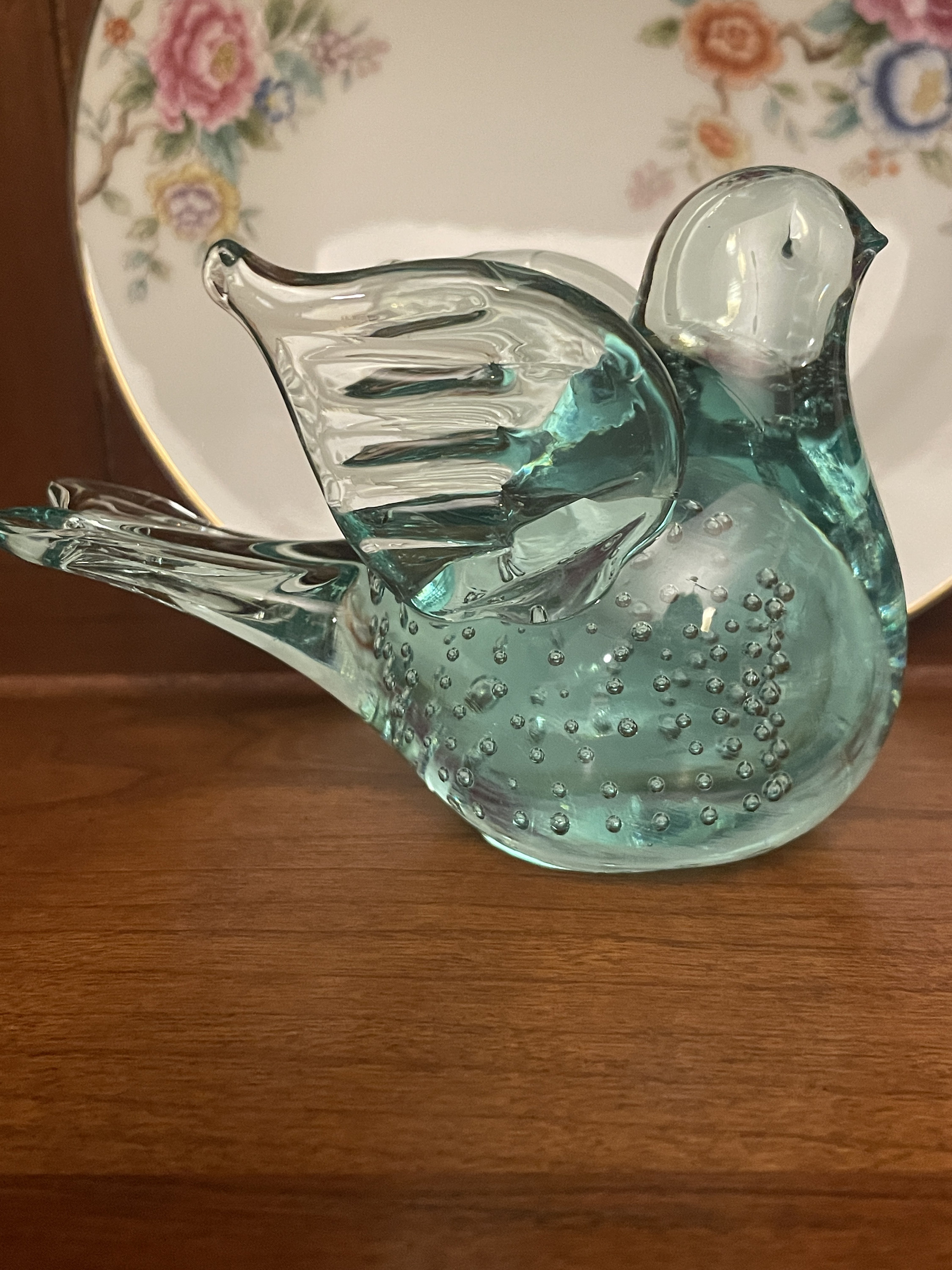 Vintage Enesco Greenish Blue Glass Bubble Bird Bird of Happiness - Etsy