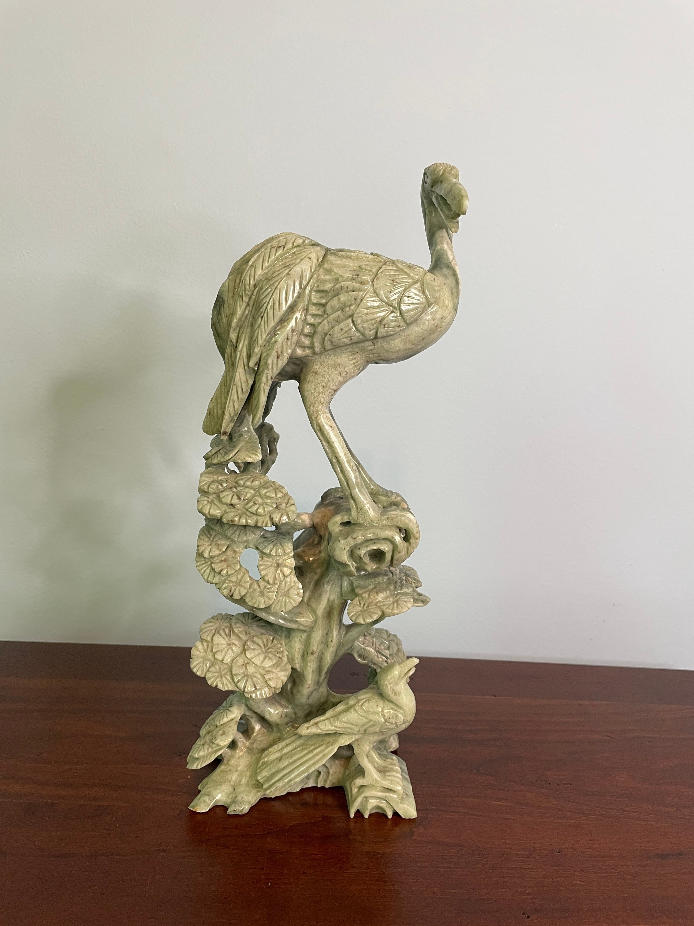 Vintage Chinese Jade Cranes Birds Sculpture Hand Carved - Etsy