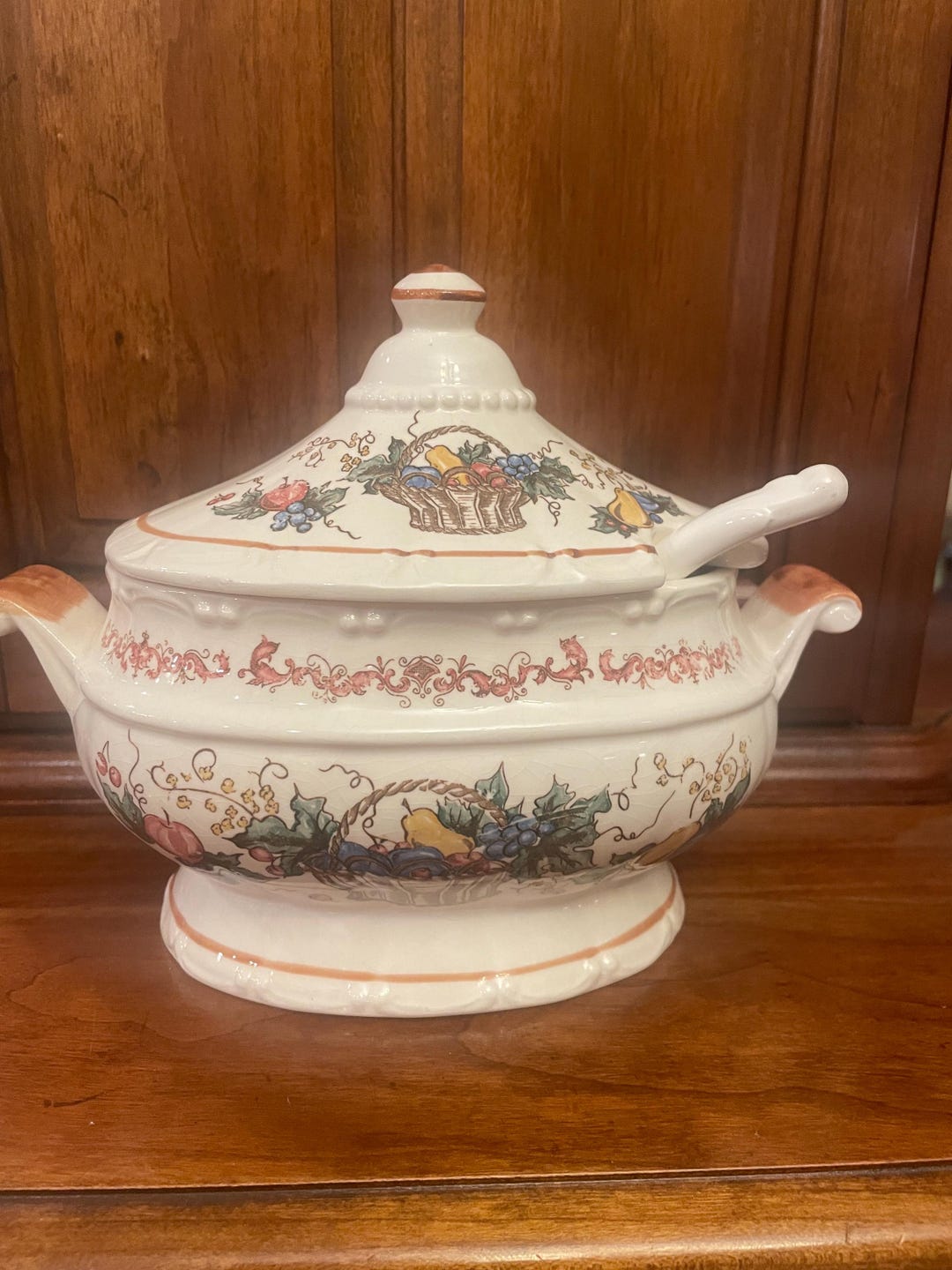 Vintage Small Soup Tureen Sauce Bowl With Lid and Seving Spoon Harvest ...