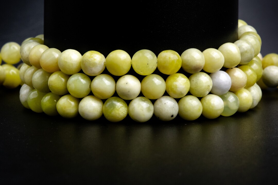 Natural Yellow Green Serpentine Jade Gemstone Grade AAA Round 5-6mm 7 ...