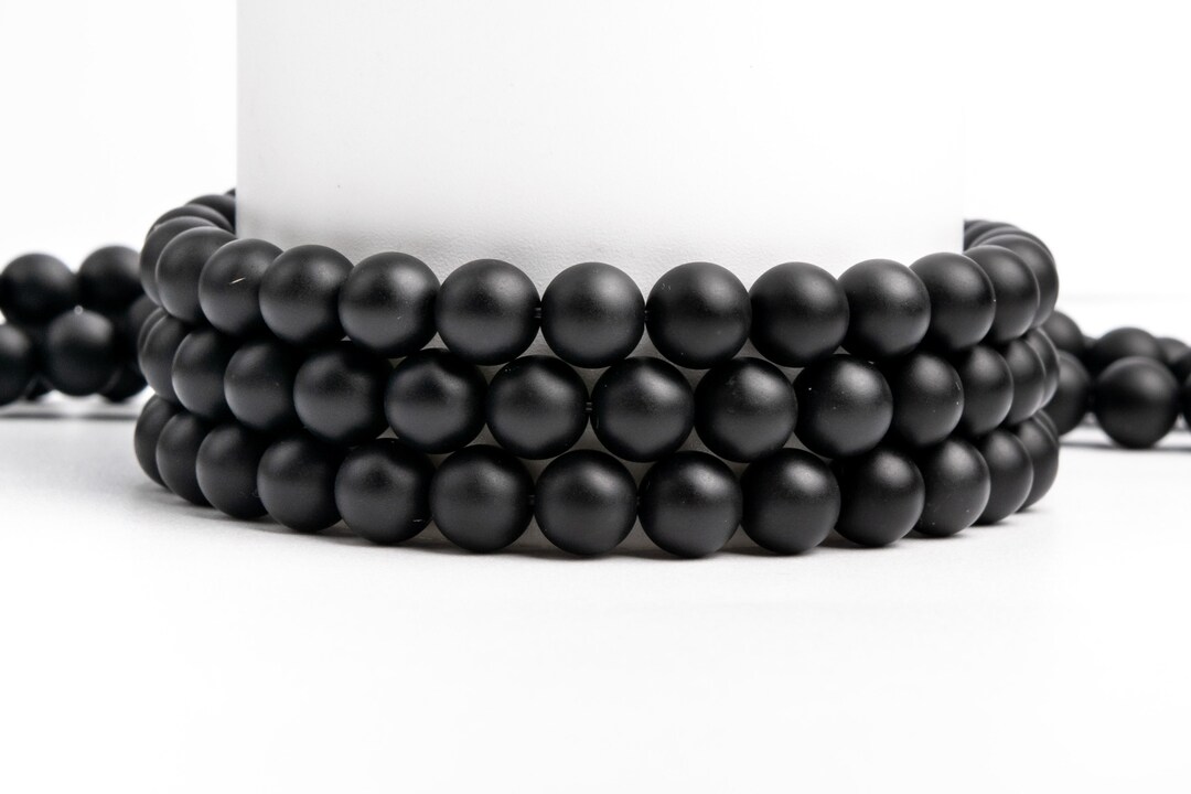 Natural Matte Black Onyx Gemstone Grade AAA Round 6mm 7-8mm 10mm Loose ...