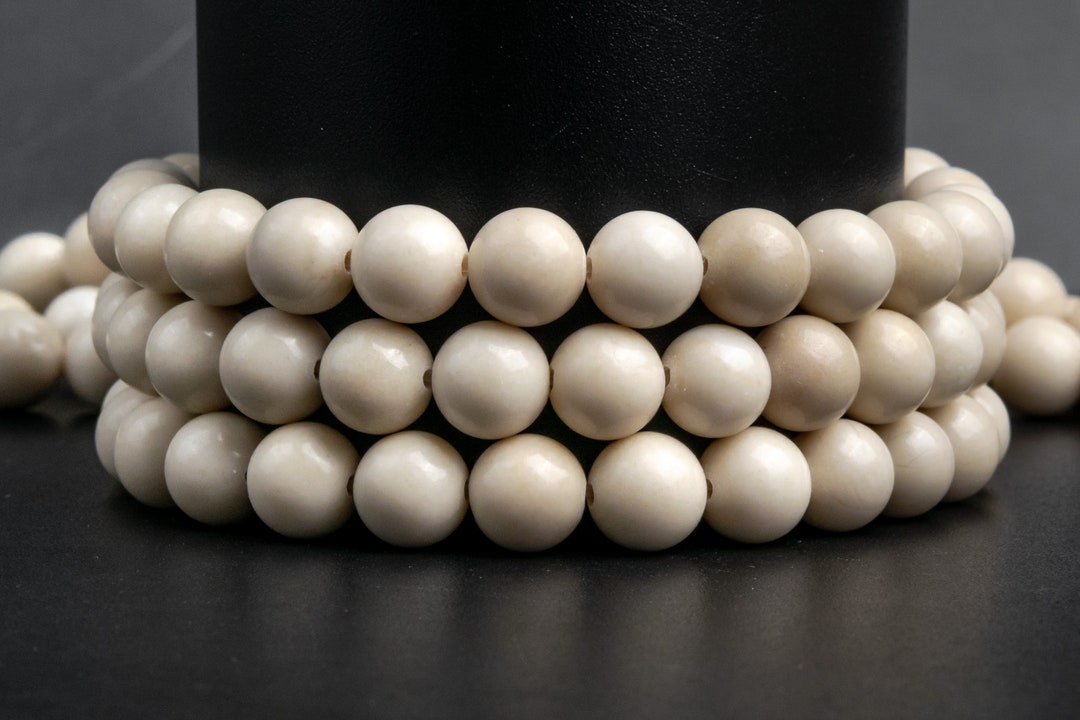Natural Ivory Fossil Jasper Gemstone Grade AA Round 4mm 6mm 8-9mm 10mm ...