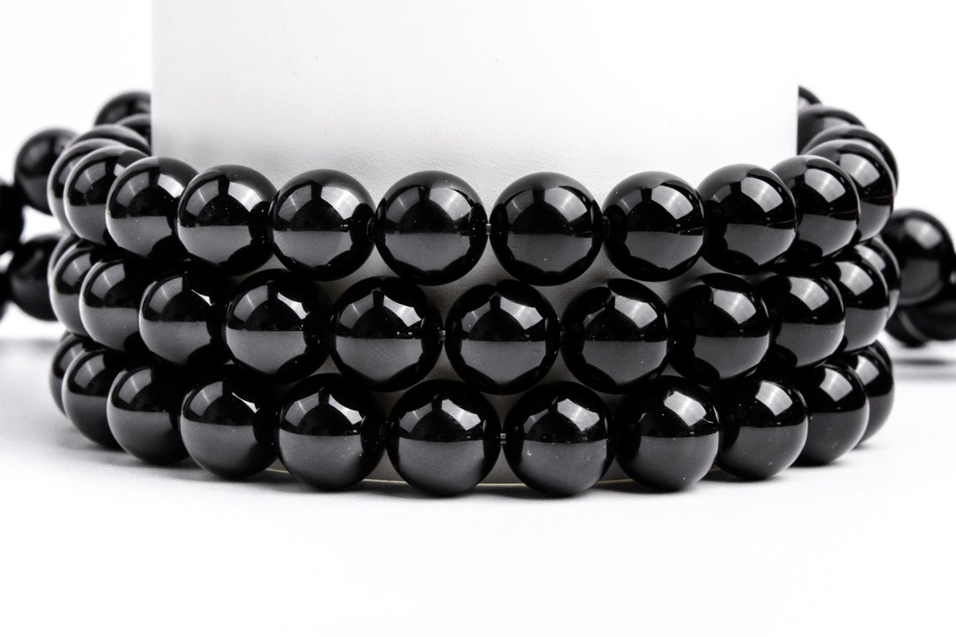 Natural Black Agate Gemstone Grade AAA Round 2mm 3mm 4mm 6mm 8mm 10mm ...