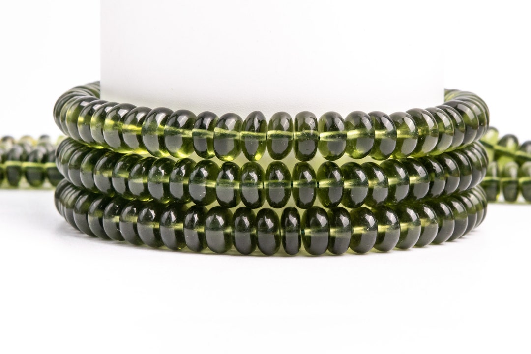 Natural Green Moldavite Meteorite Gemstone Grade AAA Rondelle 8x4mm ...