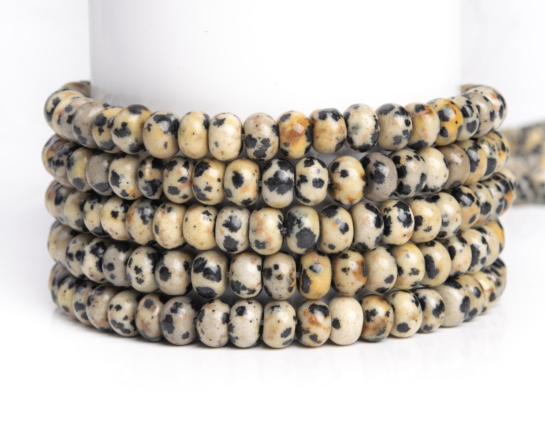 Natural Black & Beige Dalmatian Jasper Gemstone Grade AAA Rondelle ...