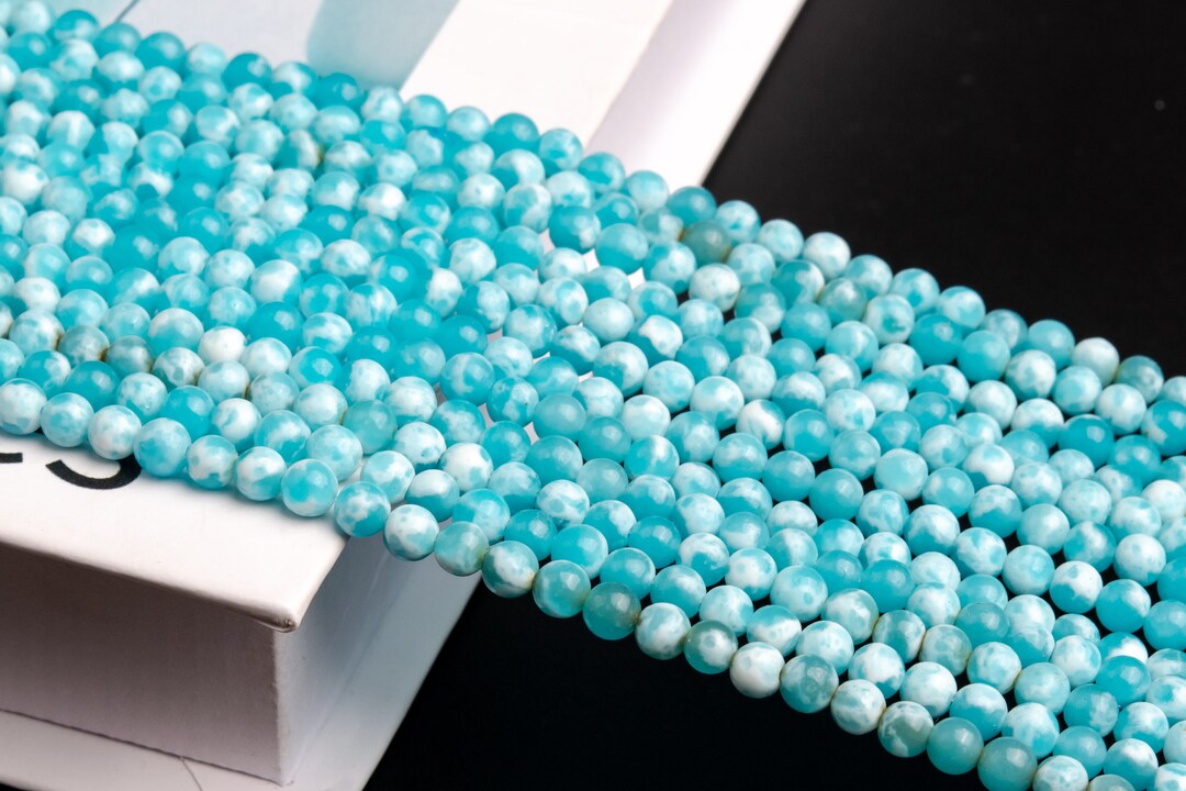 Blue Sky Larimar Quartz Gemstone Grade A Round 4mm 6mm 8mm 10mm 12mm ...