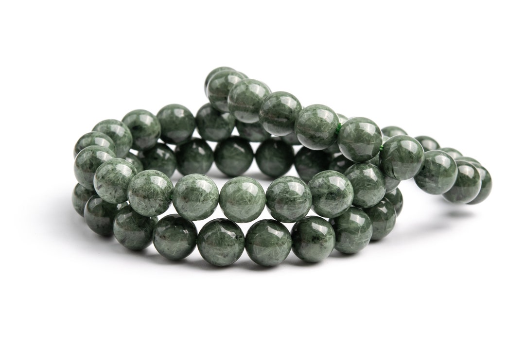 Natural Green Rutilated Quartz Gemstone Grade A Round 7mm 7-8mm 8mm 8 ...