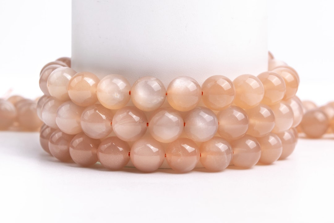 Natural Peach Moonstone Gemstone Grade AA+ Round 5mm 5-6mm 6mm 8mm 9mm ...