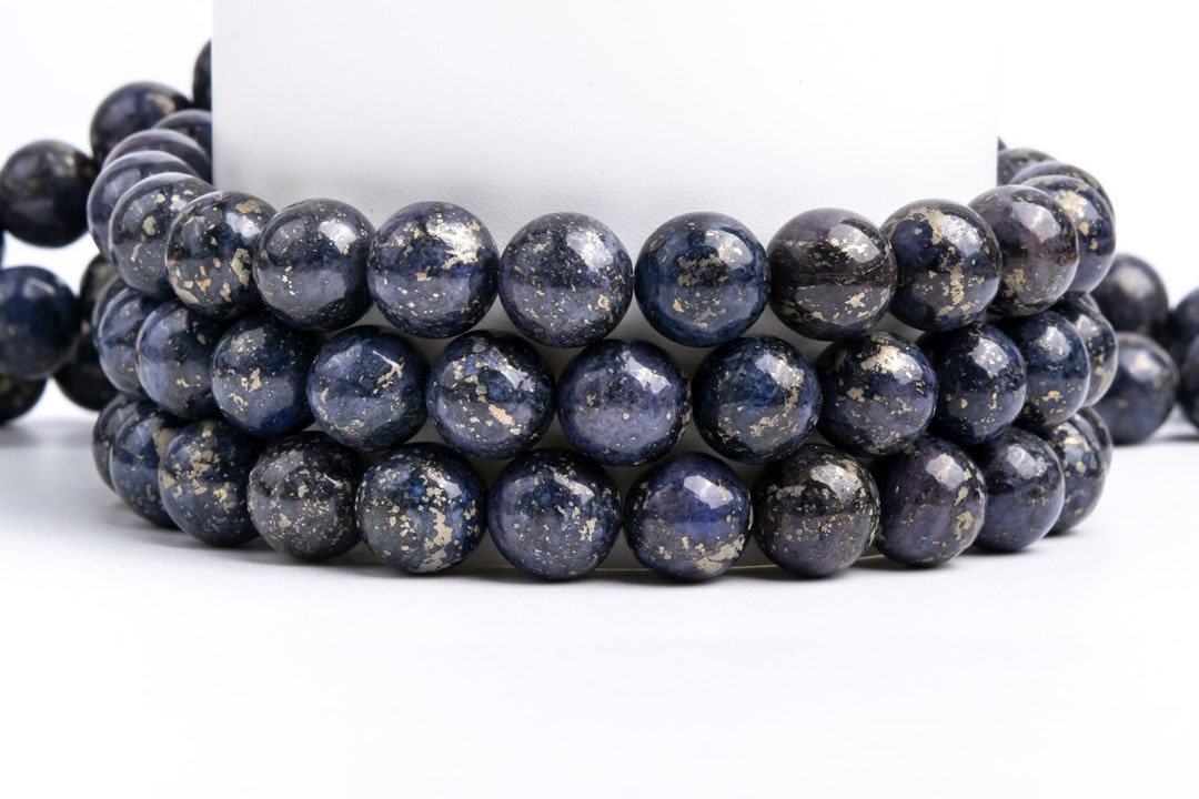 Deep Lapis Lazuli Blue Pyrite Gemstone Grade AAA Round 10mm Loose Beads ...