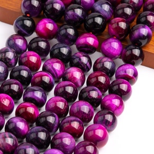 Purple Pink Tiger Eye Gemstone Grade AA Round 6mm 8mm 10mm Loose Beads ...