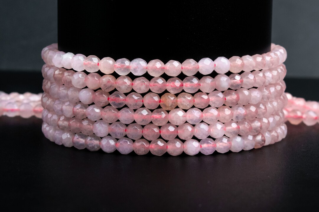 Faint Pink Aventurine Gemstone Grade AAA Faceted Round 4mm Loose Beads ...