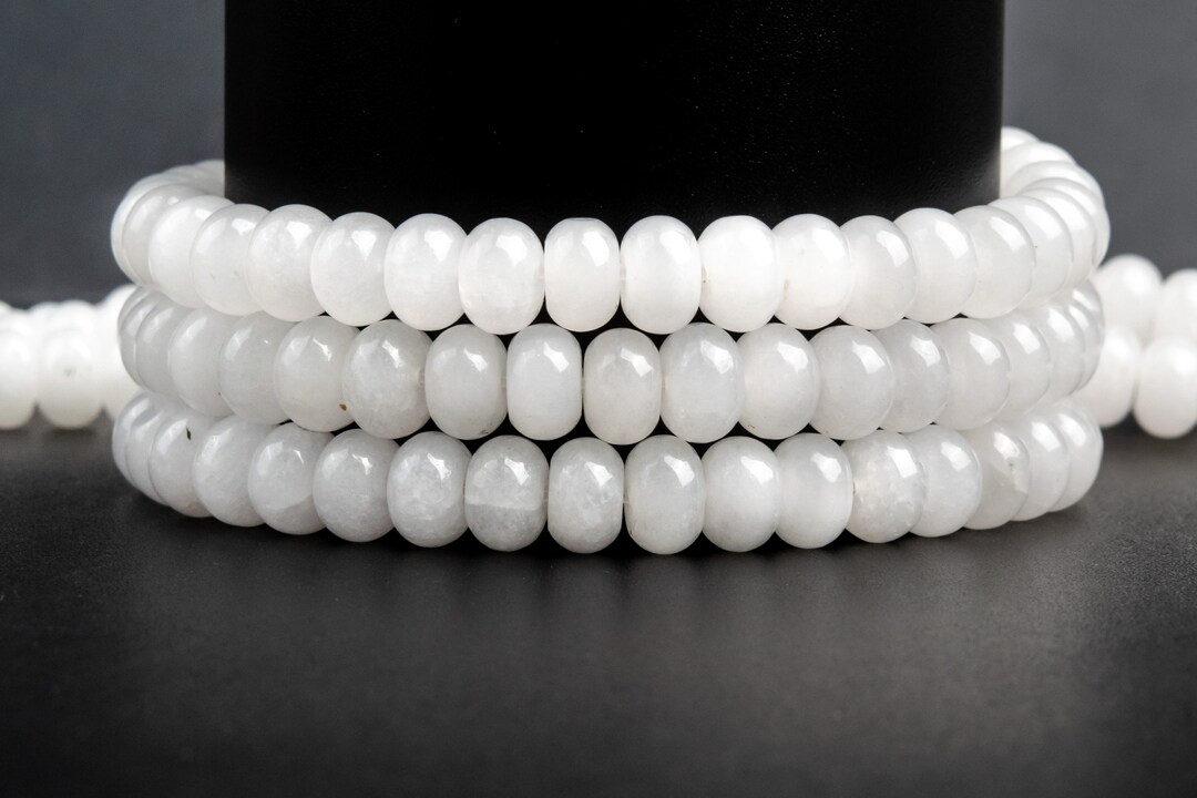 Natural White Jade Gemstone Grade AAA Rondelle 6x4mm 8x5mm Loose Beads ...