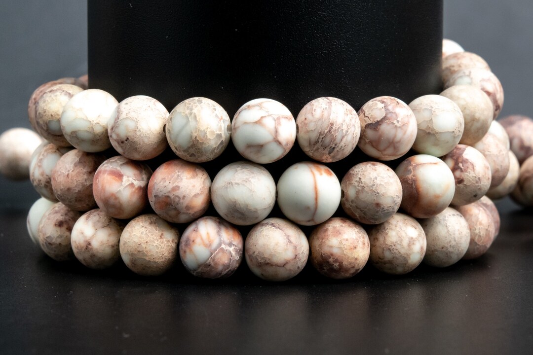Matte Milky White Sea Sediment Imperial Jasper Gemstone Grade AAA Round ...