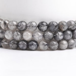 Natural Black Rutilated Quartz Gemstone Grade A Round 6mm 7-8mm 9-10mm 11-12mm Loose Beads - Etsy