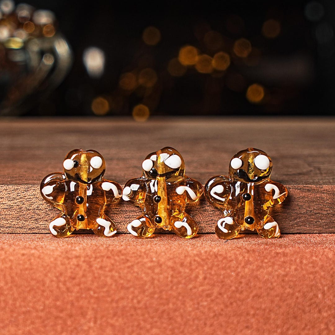 19X17MM Yellow Gingerbread Man Glass Beads 5 Pcs Gingerbread Man Beads ...