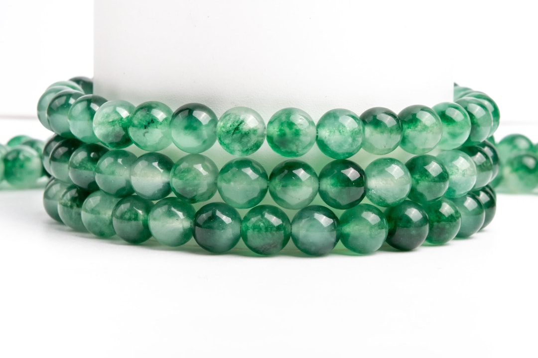 Forest Green Cloudy Malaysian Jade Gemstone Grade AAA Round 4mm 6mm 8mm ...