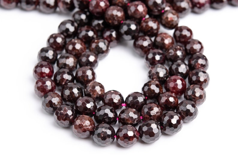 Natural Wine Red Garnet Gemstone Grade A+ Micro Faceted Round 6mm 7-8mm ...