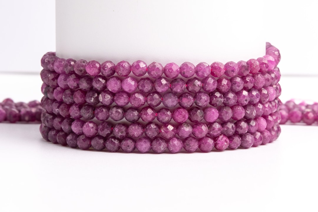 Natural Purple Red Ruby Gemstone Grade AAA Faceted Round 2mm 4mm Loose ...