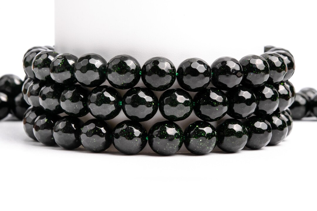 Green Goldstone Gemstone Grade AAA Micro Faceted Round 6mm 8mm 10mm ...
