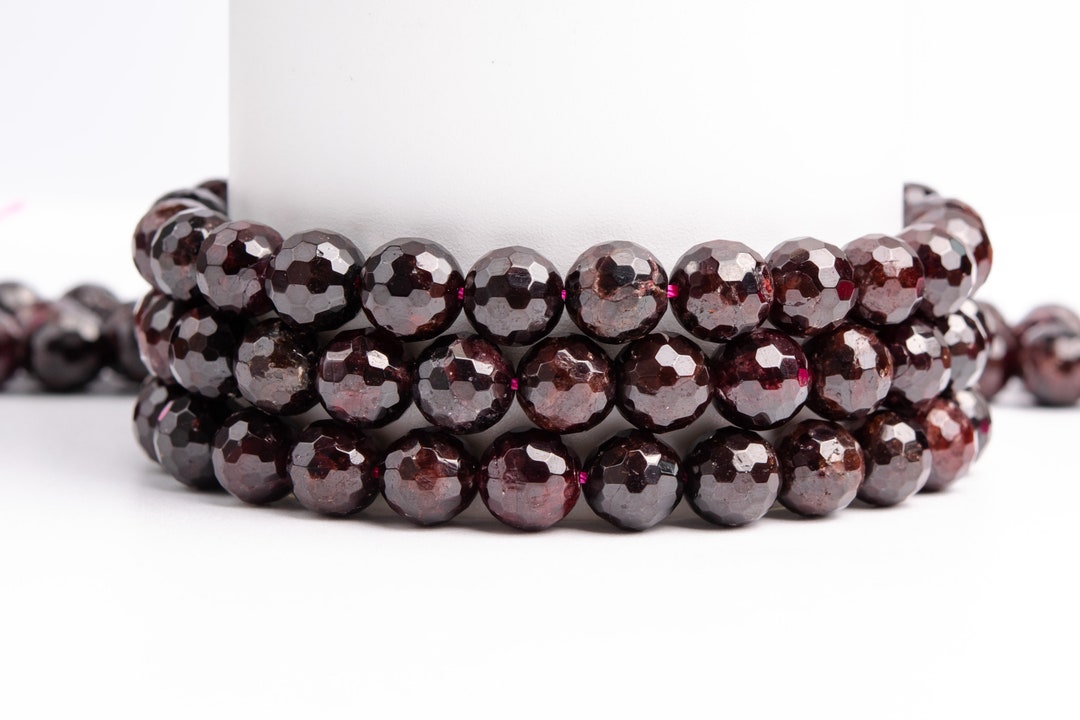Natural Wine Red Garnet Gemstone Grade A+ Micro Faceted Round 6mm 7-8mm ...