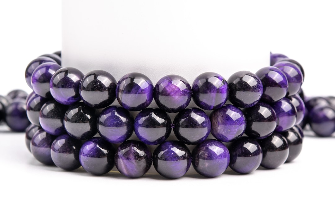 Purple Tiger Eye Gemstone Grade AA Round 6mm 8mm 10mm 12mm Loose Beads ...