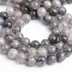 Natural Black Rutilated Quartz Gemstone Grade A Round 6mm 7-8mm 9-10mm 11-12mm Loose Beads - Etsy