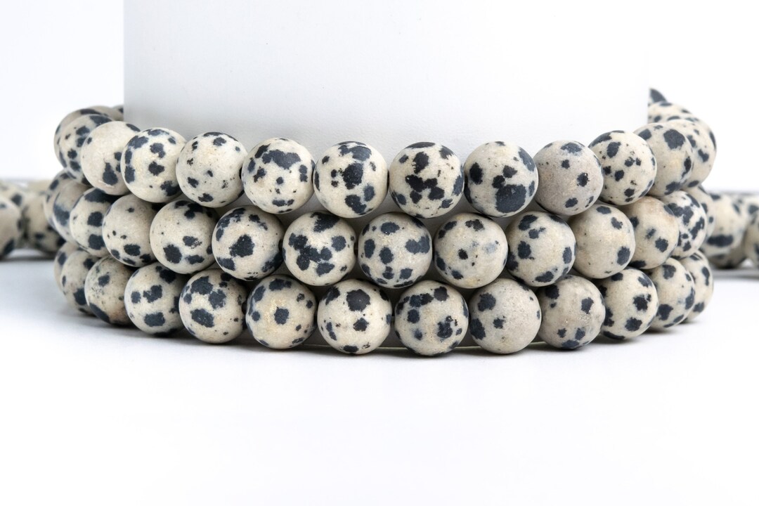 Natural Matte Black & Beige Dalmatian Jasper Gemstone Grade A Round 4mm ...