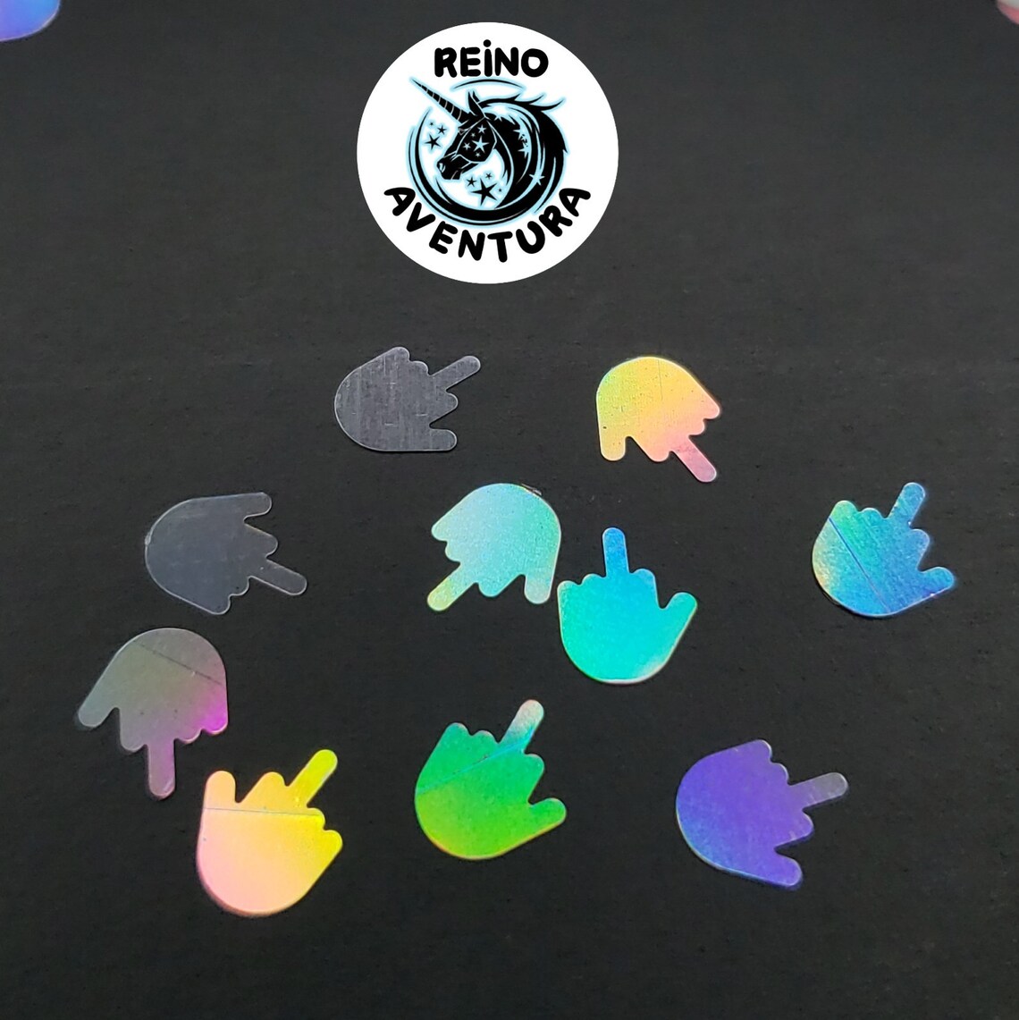 Middle Finger Silver Holographic Shape Chunky Confetti - Etsy