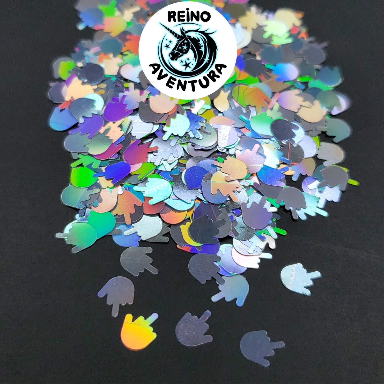 Middle Finger Silver Holographic Shape Chunky Confetti - Etsy