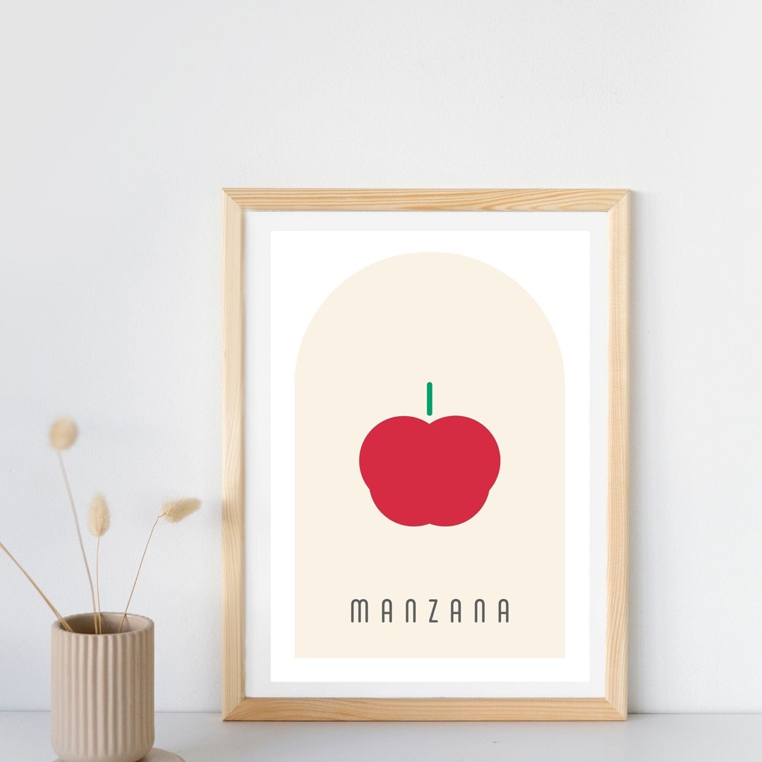 Red Apple Poster Fruit Posters Kitchen Poster Collection - Etsy