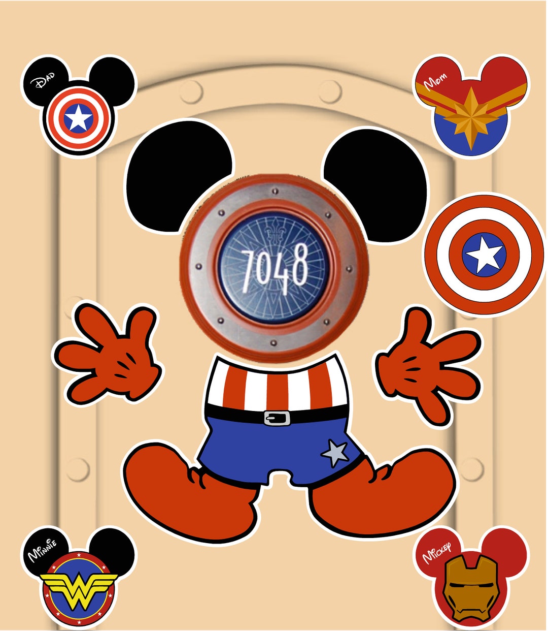 Disney Cruise Door Captain America Magnets Mickey Mouse Captain With ...