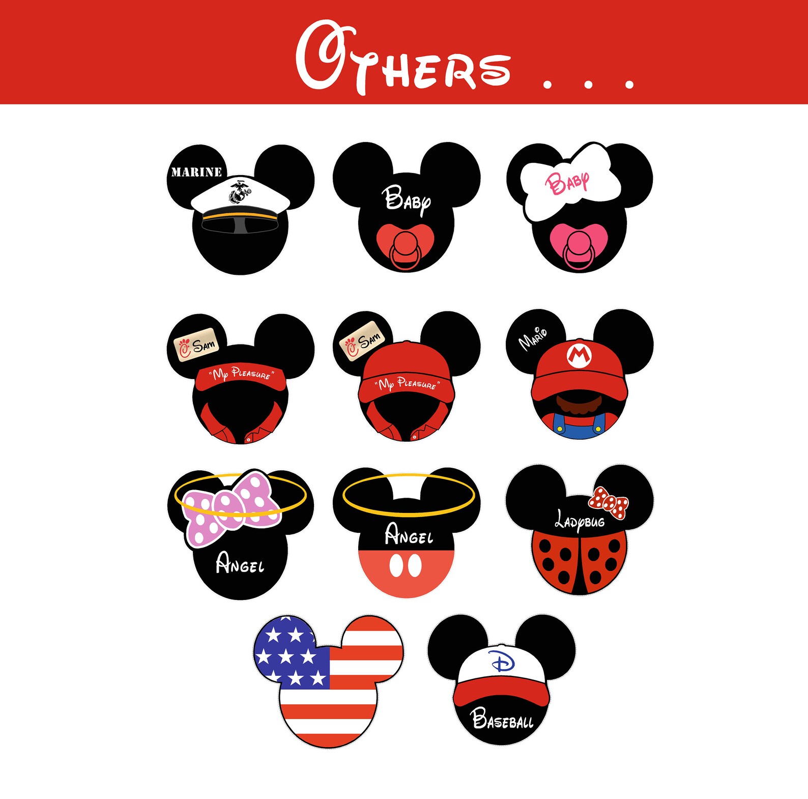 Mickey and Minnie Mix and Match Disney Mickey Ears Custom - Etsy