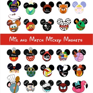 Mickey and Minnie Mix and Match Disney Mickey Ears Custom Magnets for ...