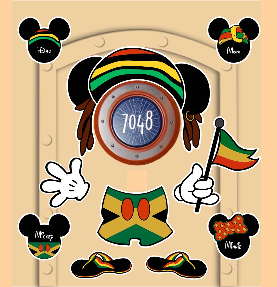 Disney Cruise Door Magnets Jamaican Rastafarian Mickey Mouse Magnets ...