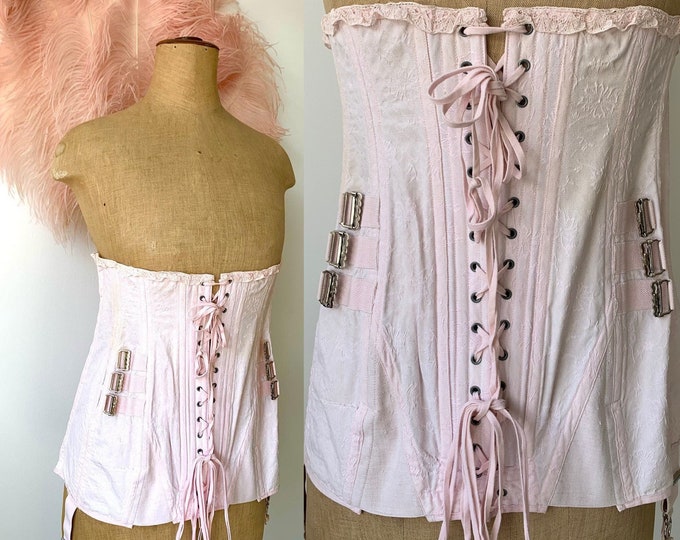 1940s Spencer Boned Corset Laced Girdle Suspenders Garter Pale Pink ...