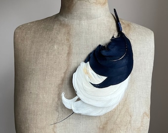 1900s Millinery Feather Piece | Shimmery Green Black Feathers | Hat ...