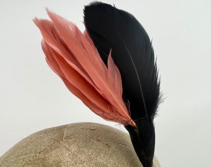 Original French Antique 1900s Feather | Pink Peach and Black ...