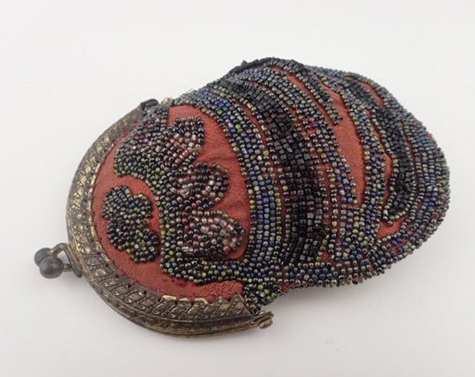1900s Beaded Coin Purse | Glass Abstract Beadwork Beading | Antique ...