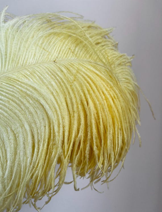 1930s Lemon Yellow Ombré Feather Hand Fan | Single Pl… - Gem