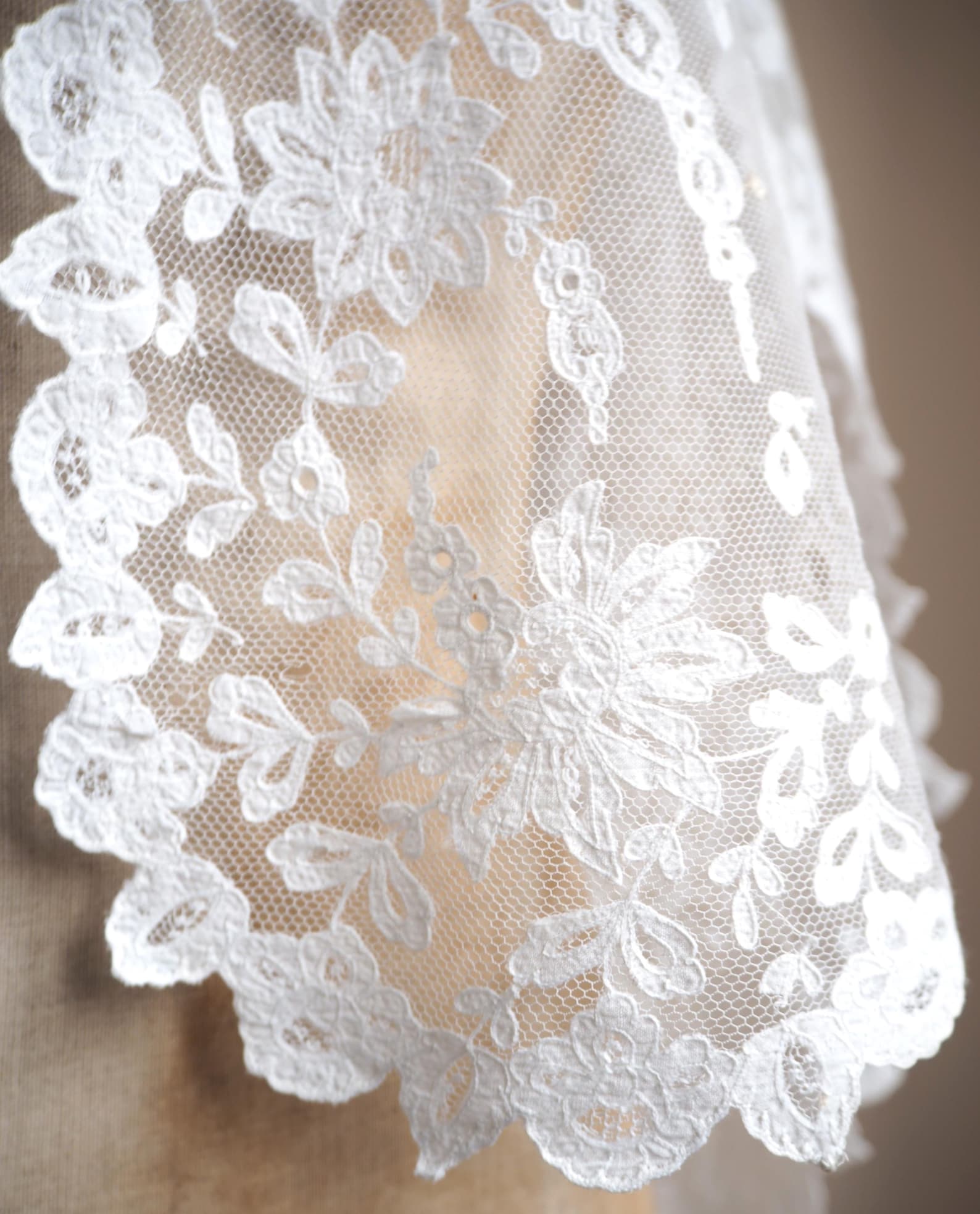 1800s Lace Border | Hand Applied Applique Muslin Flowers | Flounce ...